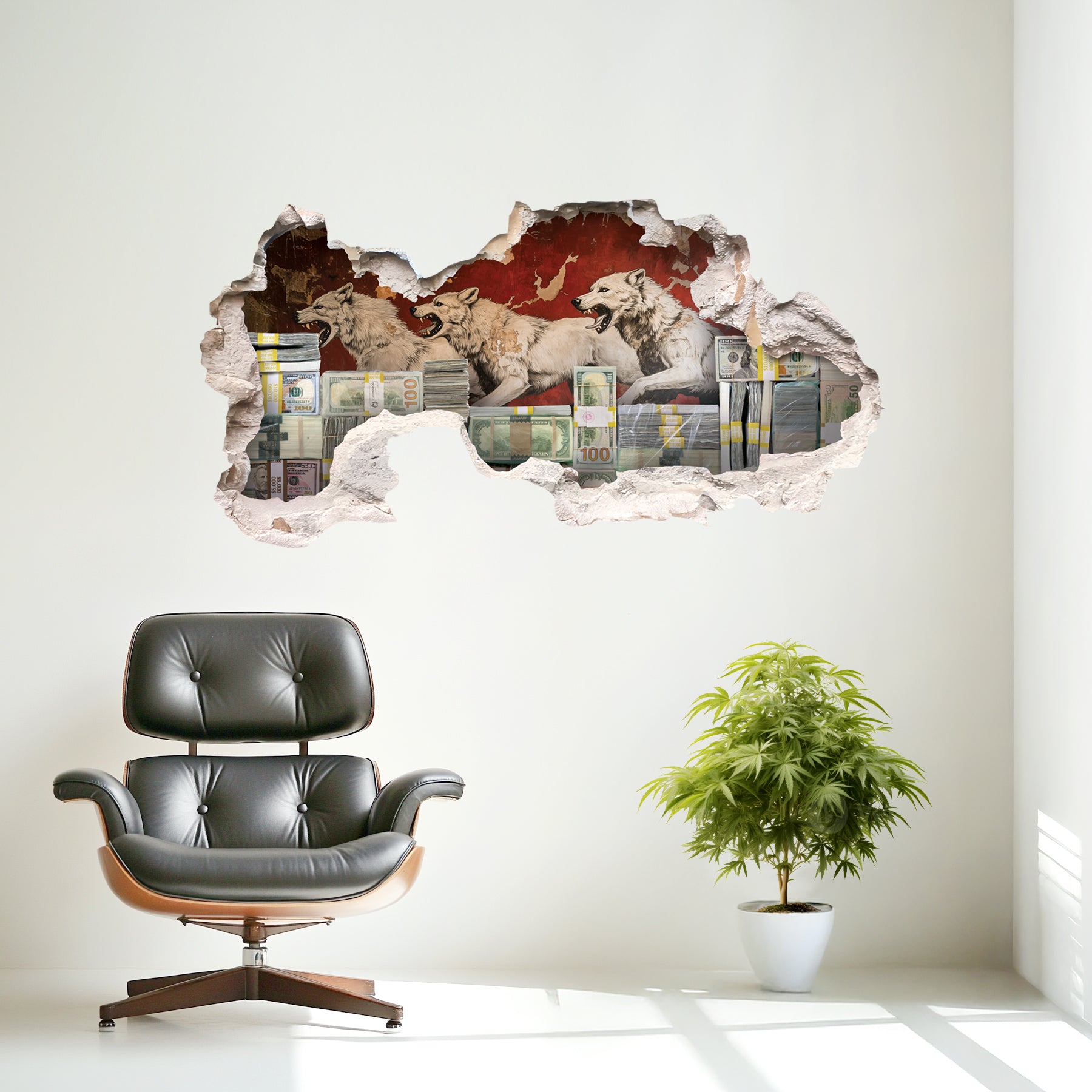 White Wolf Hustle Wall Money Decal - Limited Edition – casanarco